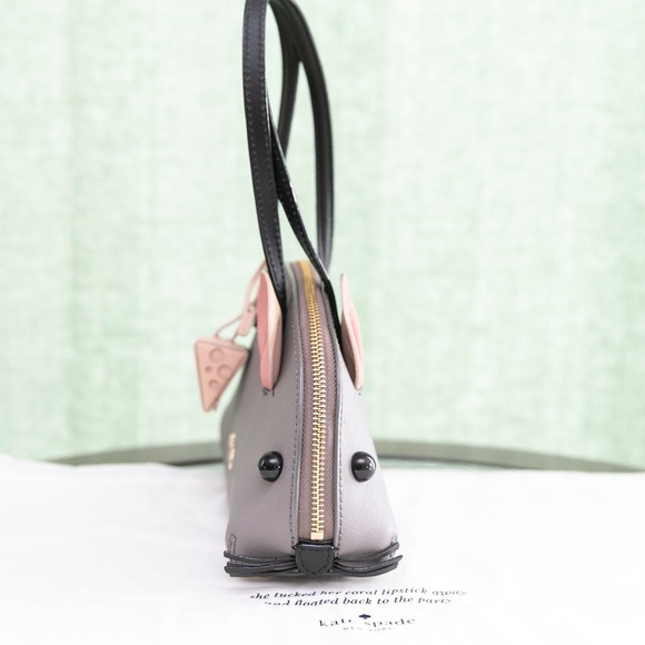 kate spade | Bags | Katespade Rare Cats Meow Leather Gray Mouse Bag ...